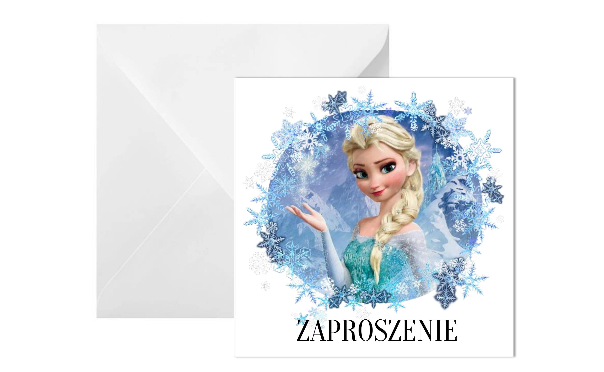 Zaproszenia KRAINA LODU na urodziny ELSA koperty